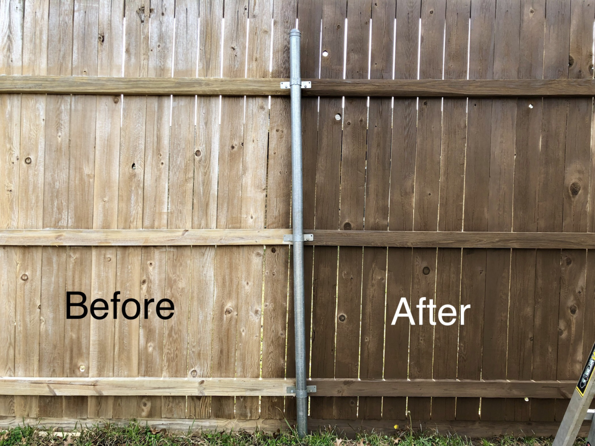 Fence Stain Before and After - Chamblee Fence Company